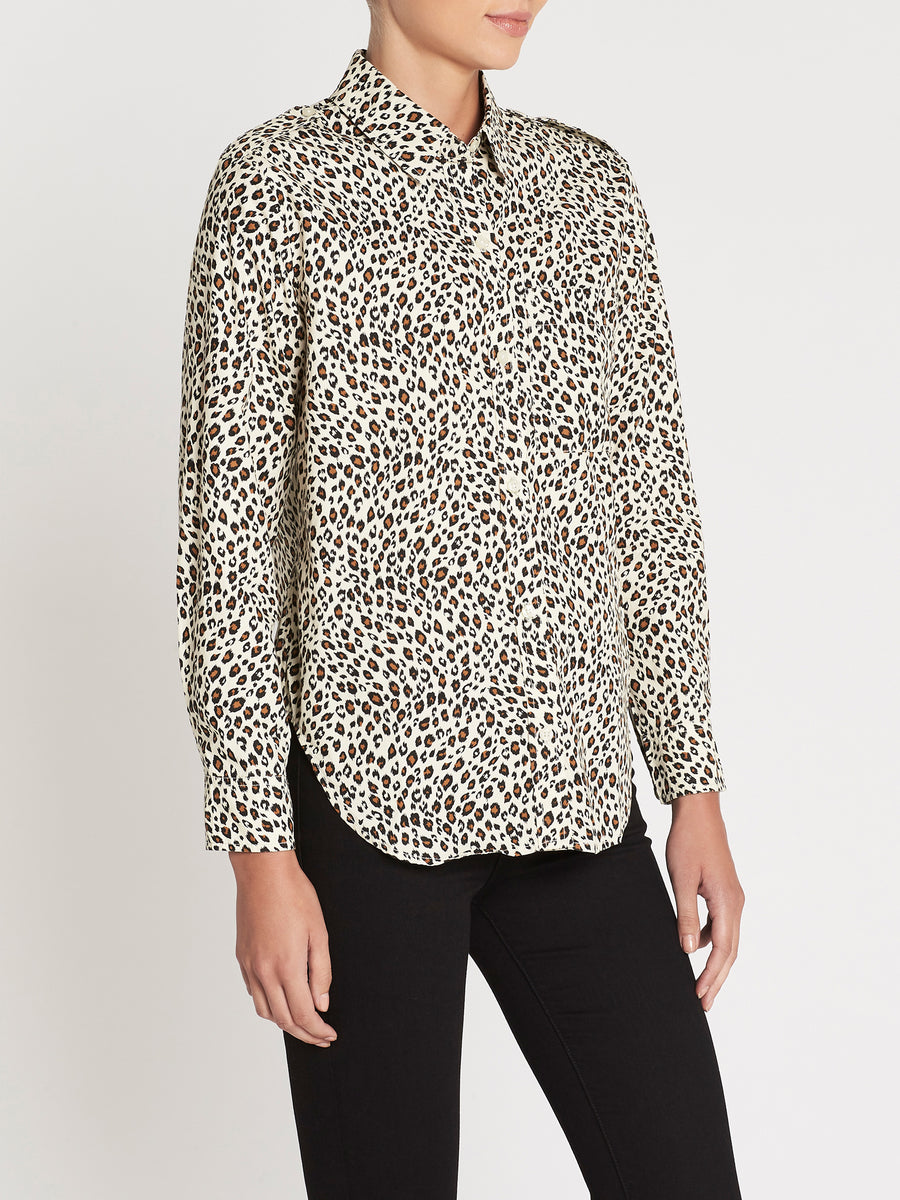 Current Elliott Sal Shirt with Epaulettes in Jagged Leopard – Order Of ...