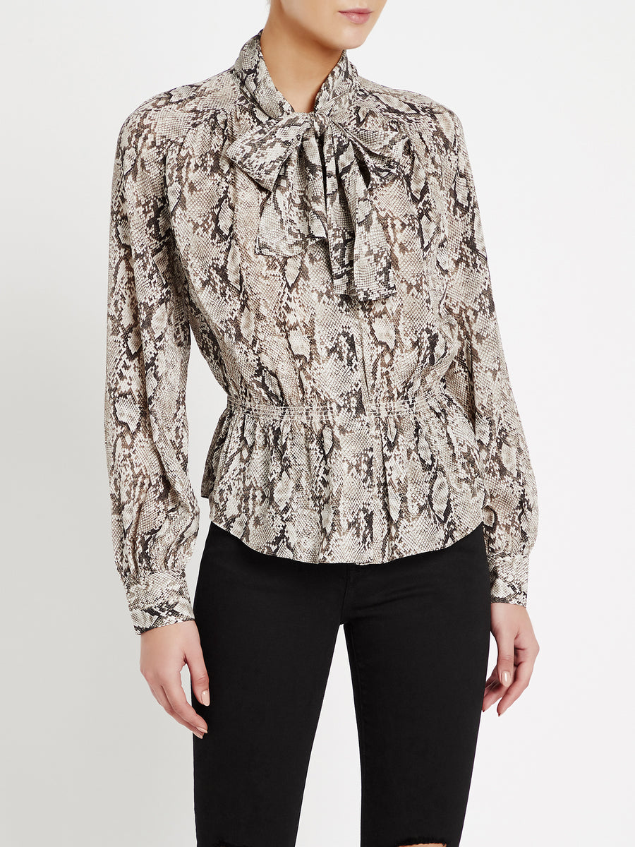 Frame Denim Peplum Tie Blouse in Vanilla Multi – Order Of Style