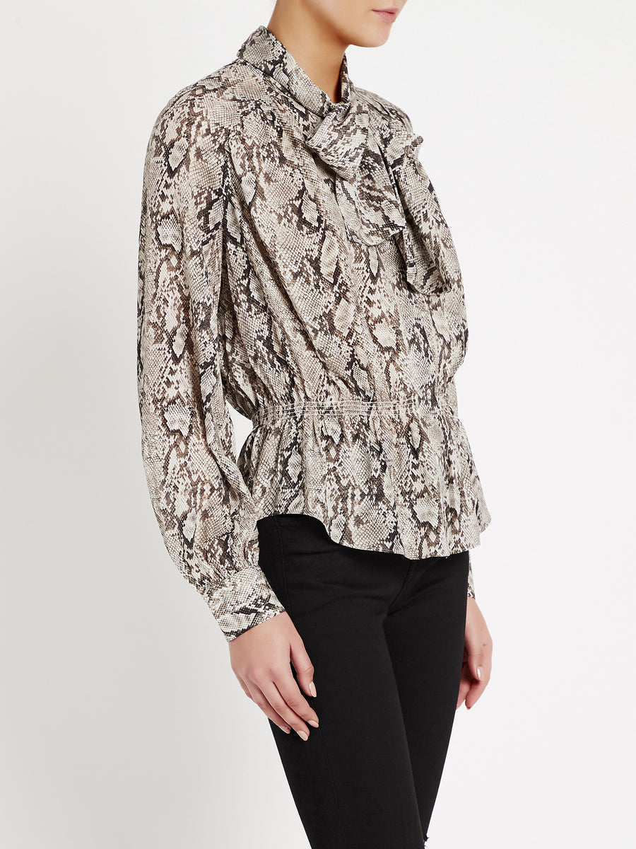 Frame Denim Peplum Tie Blouse in Vanilla Multi – Order Of Style
