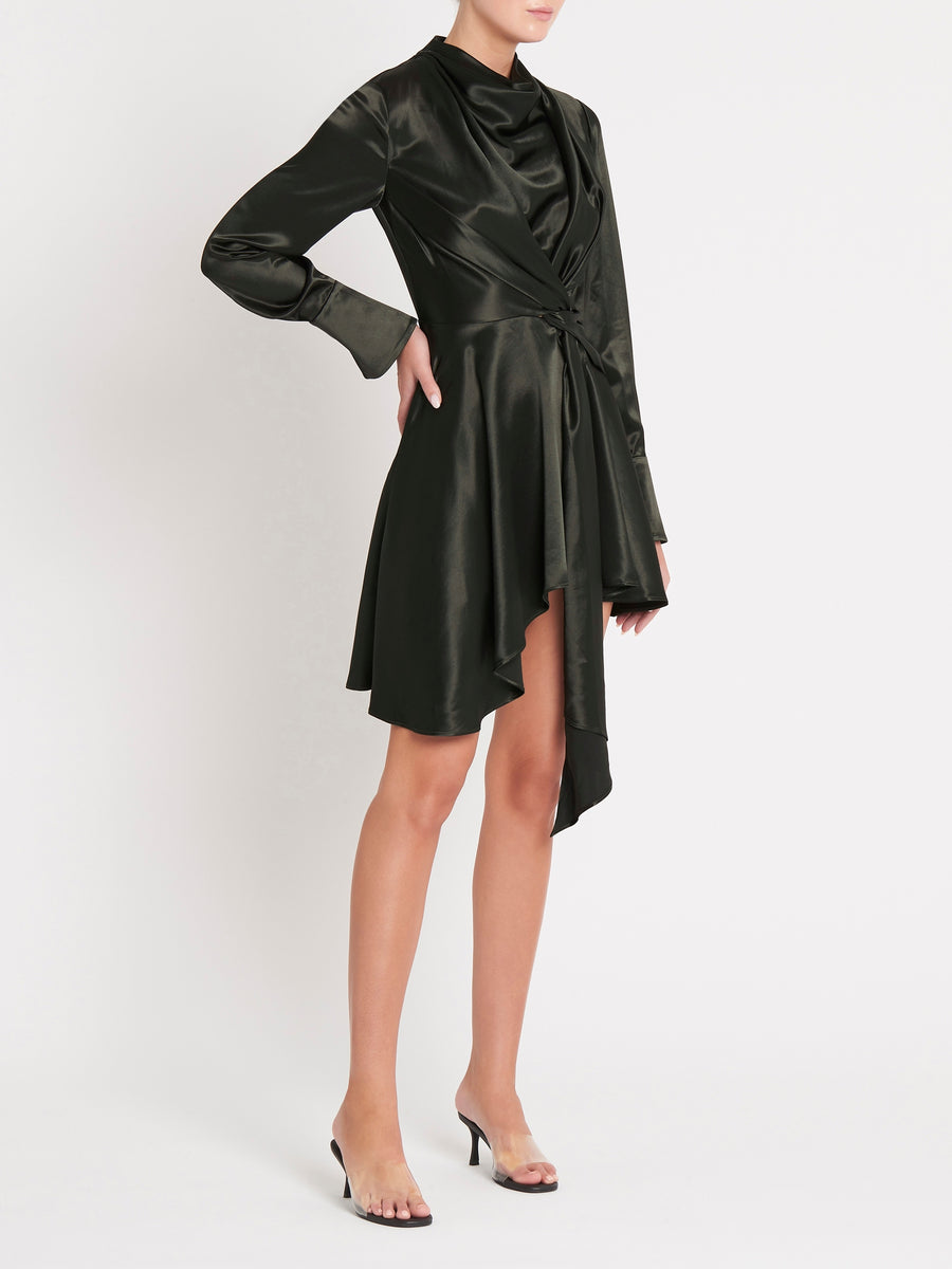 Acler Simmons Long Sleeve Satin Dress in Forest Green – Order Of Style