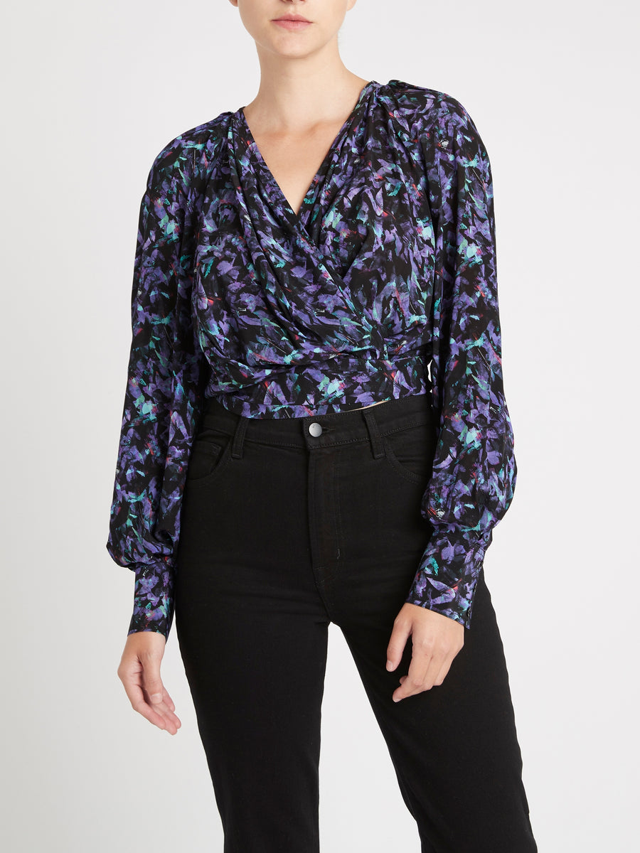 IRO Azza Wrap Top in Black Multico - Order Of Style.