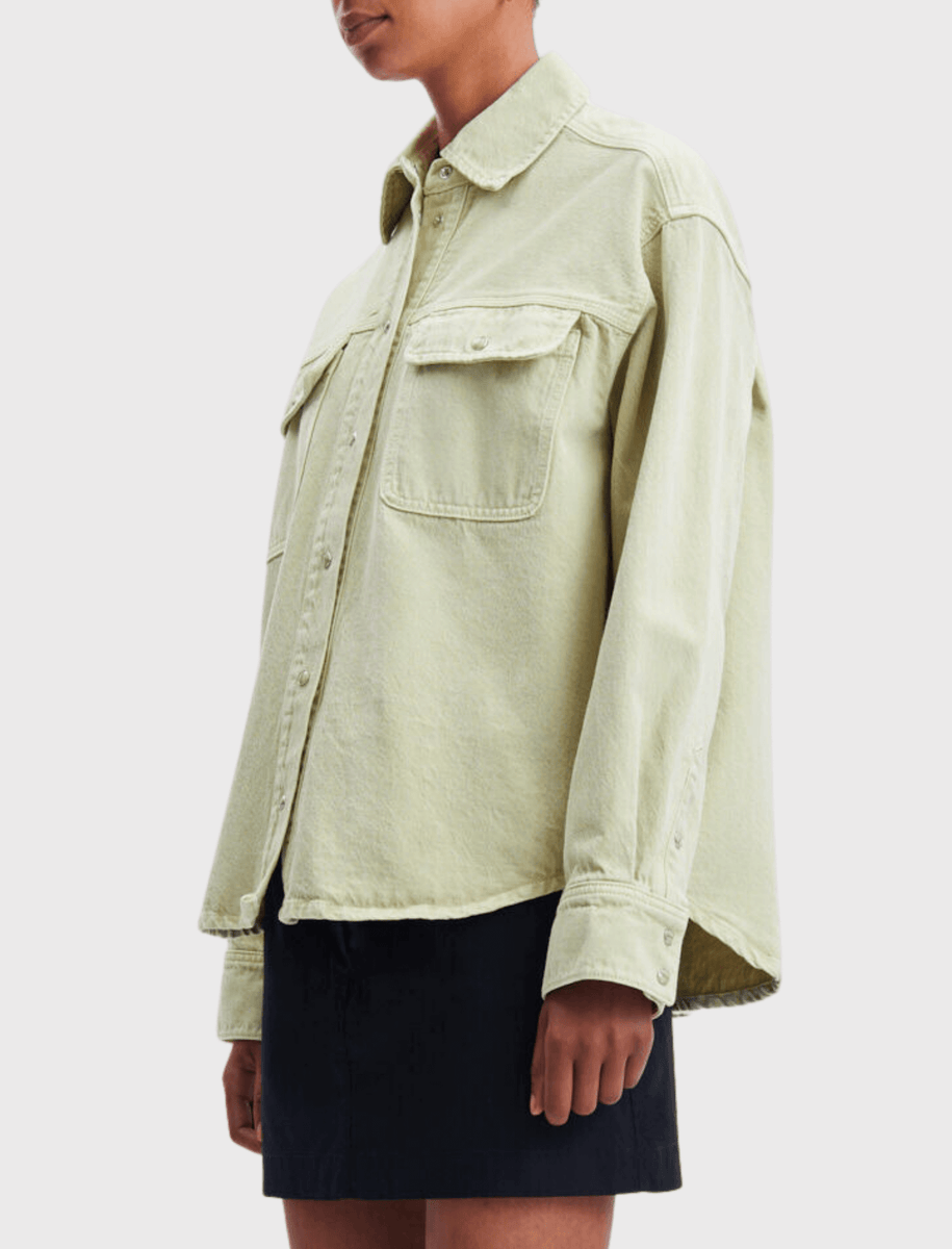 Samsoe Samsoe Ellen Denim Over Shirt in Sage Green – Order Of Style